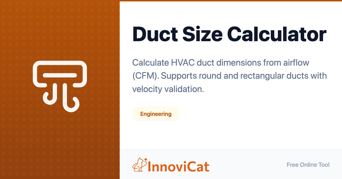 Duct Size Calculator - InnoviCat Tools